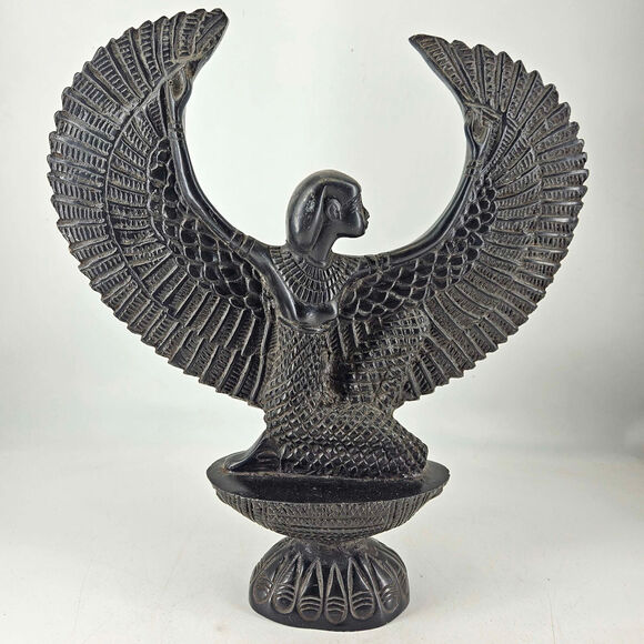 Accents | Vintage Large Stone Egyptian Winged Isis Open Wings Statue ...